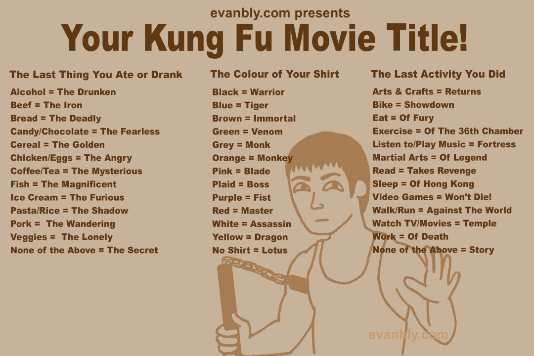 Kung Fu Movie Title Generator by Evan Bly